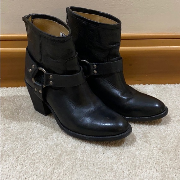 Frye | Shoes | Frye Black Heel Harness Bootie 8 | Poshmark